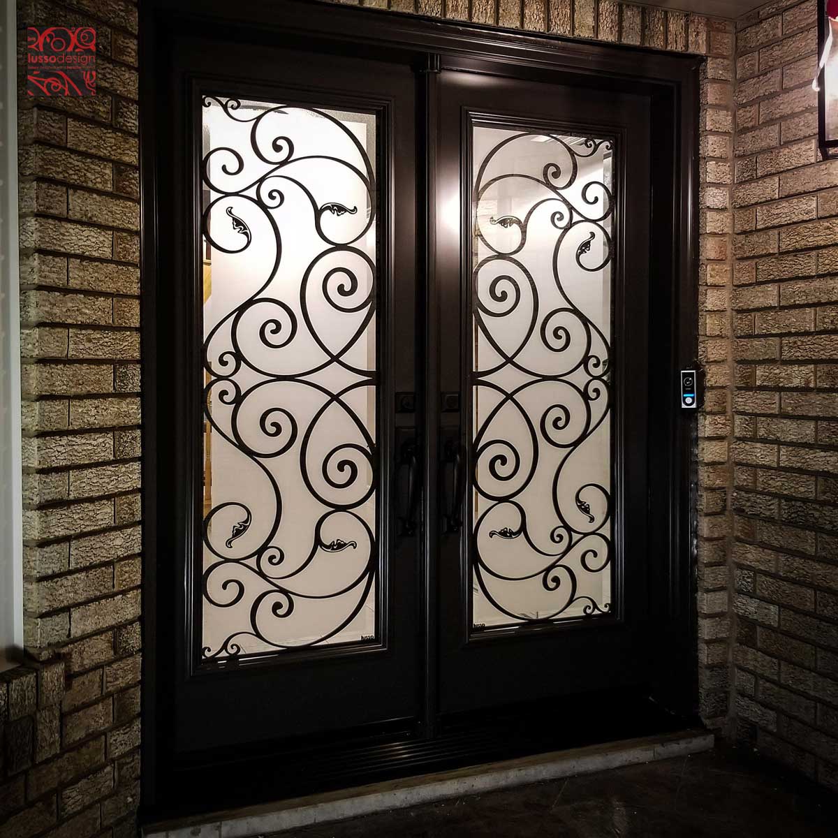 Custom Steel Double Doors with Metal Inserts | Lusso Design